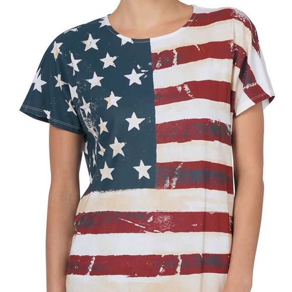 Zenana Outfitters | Tops | American Flag Print Short Sleeve Top | Poshmark